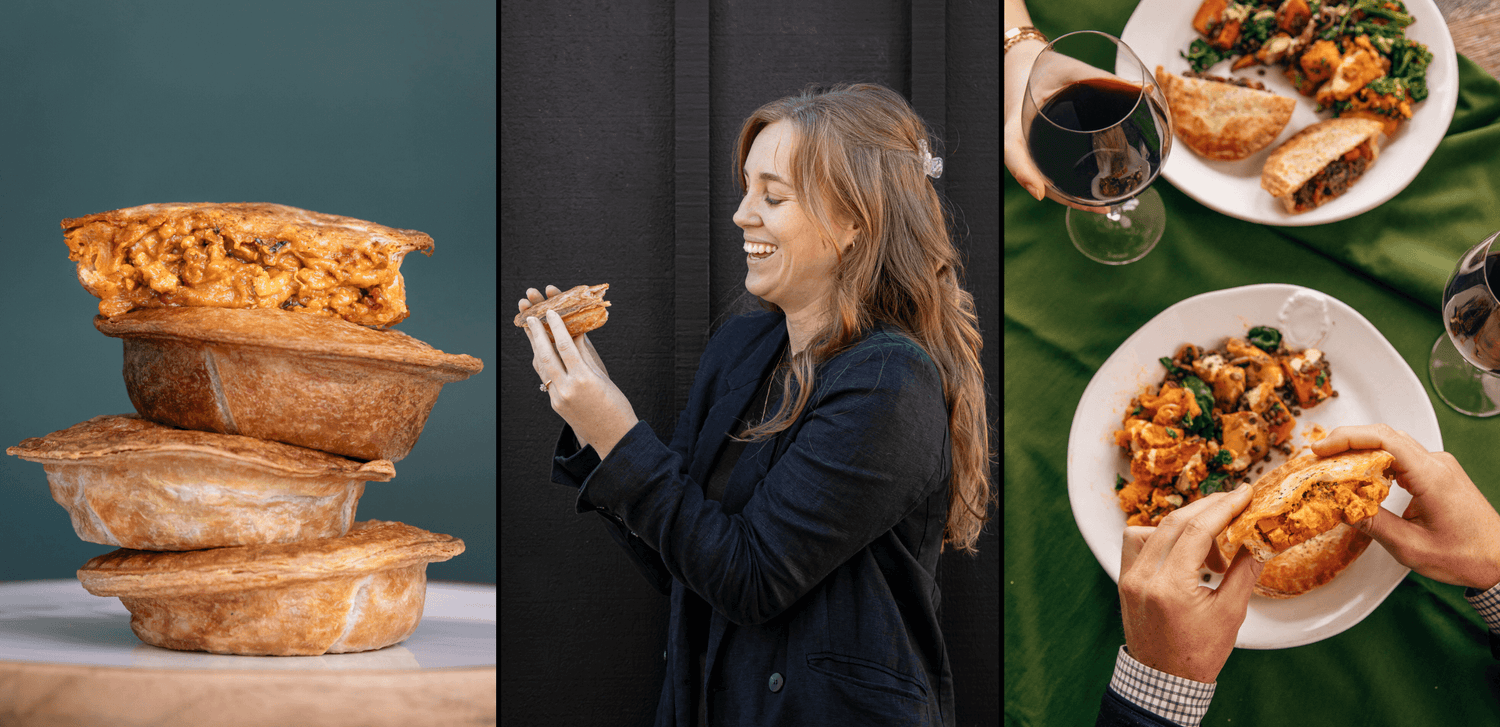 Roti Bros | Pies made with a flaky roti pastry.