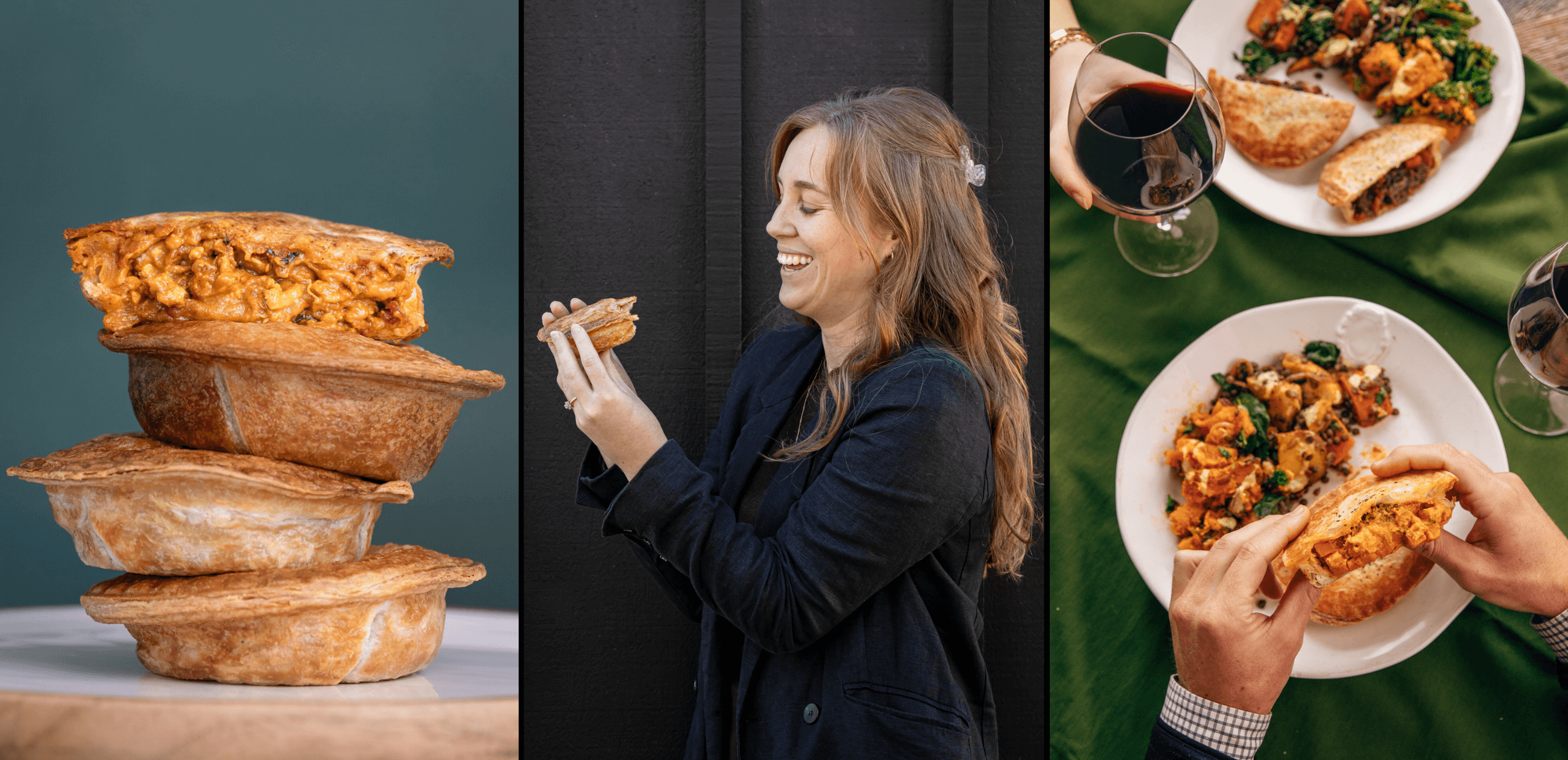 Roti Bros | Pies made with a flaky roti pastry.